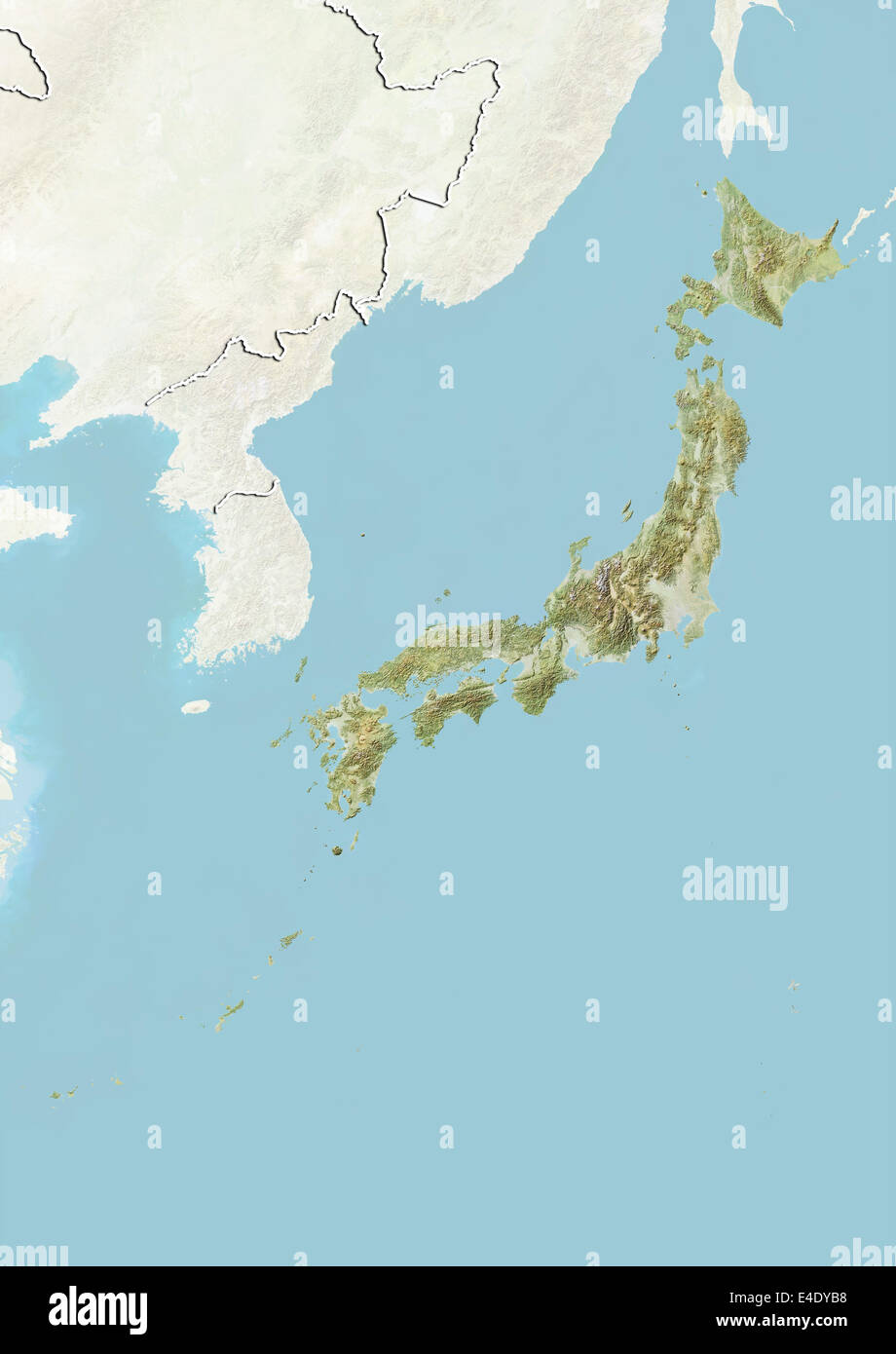Japan, Relief Map With Border and Mask Stock Photo - Alamy