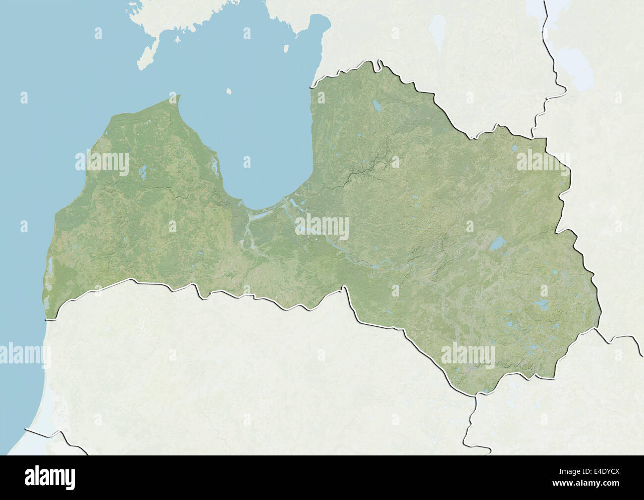Latvia, Relief Map With Border and Mask Stock Photo - Alamy