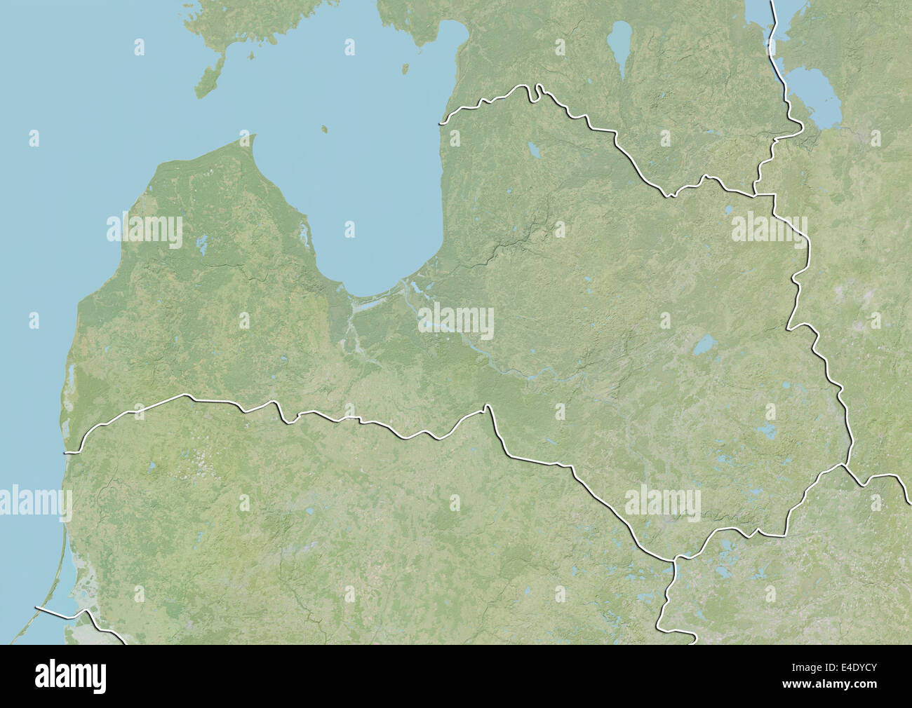 Latvia, Relief Map With Border Stock Photo - Alamy