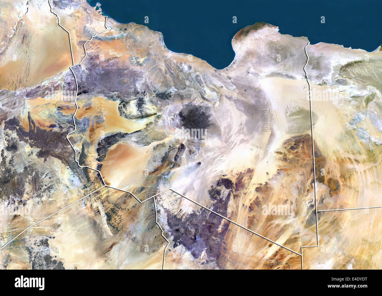 Libya, True Colour Satellite Image With Border Stock Photo - Alamy
