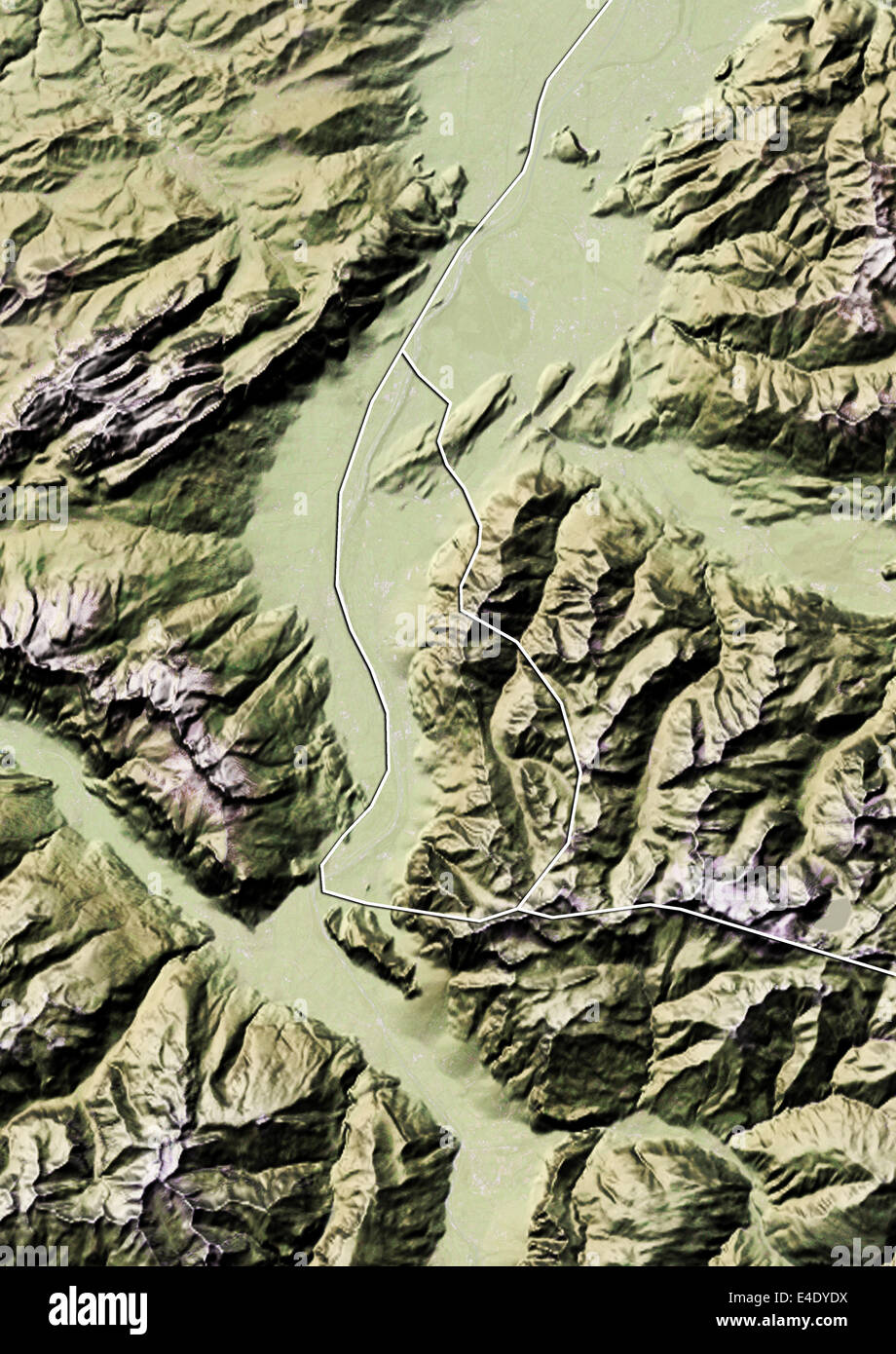 Liechtenstein, Relief Map With Border Stock Photo - Alamy