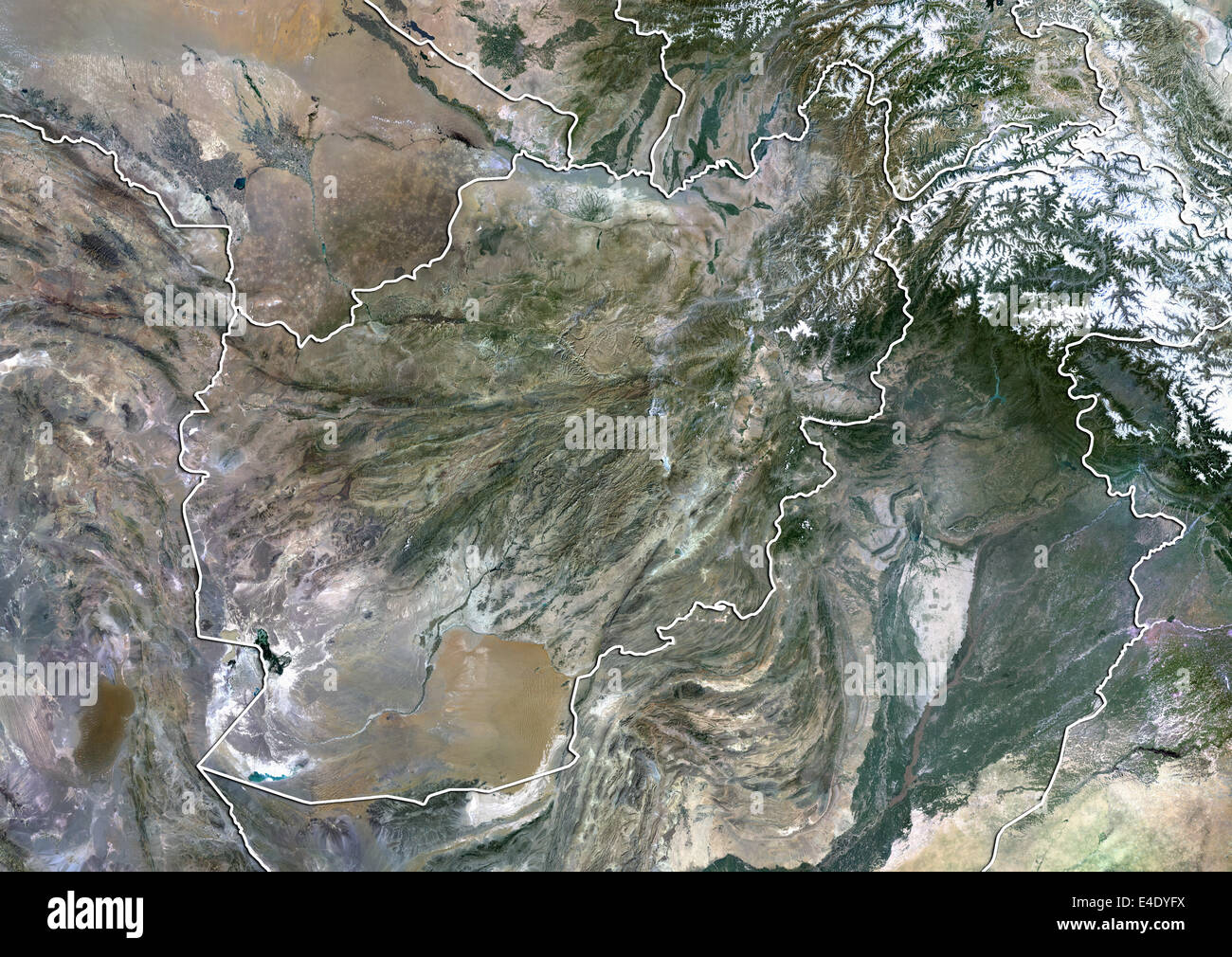 Afghanistan, True Colour Satellite Image With Border Stock Photo - Alamy