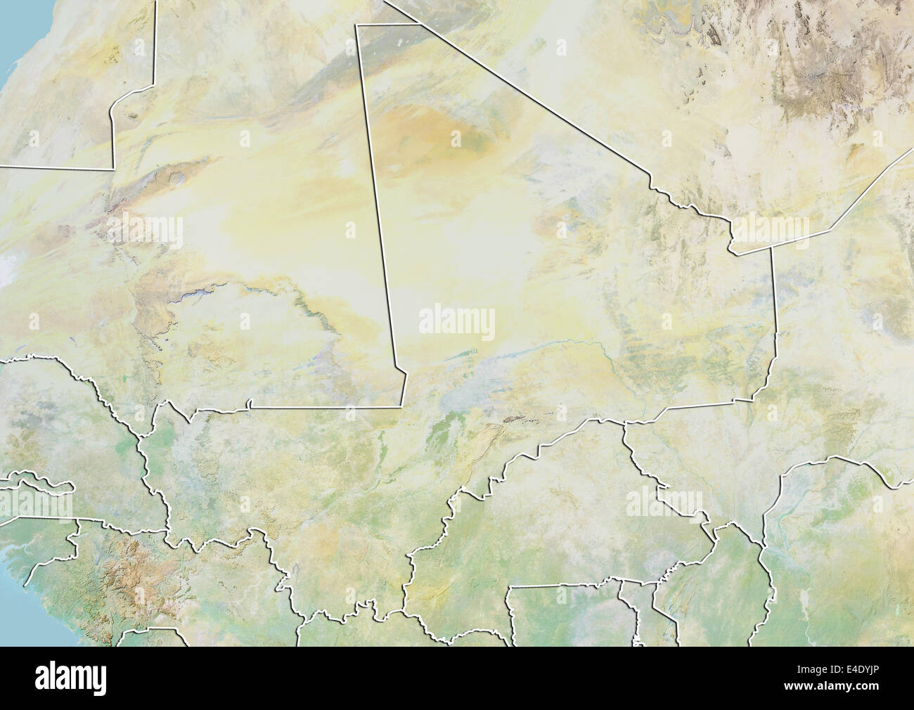 Mali, Relief Map With Border Stock Photo - Alamy