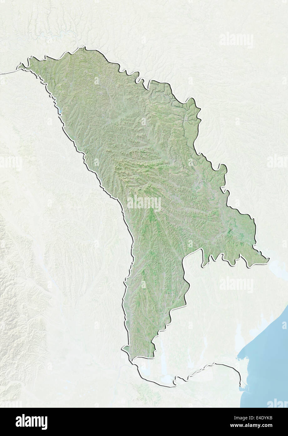 Moldova, Relief Map with Border and Mask Stock Photo - Alamy