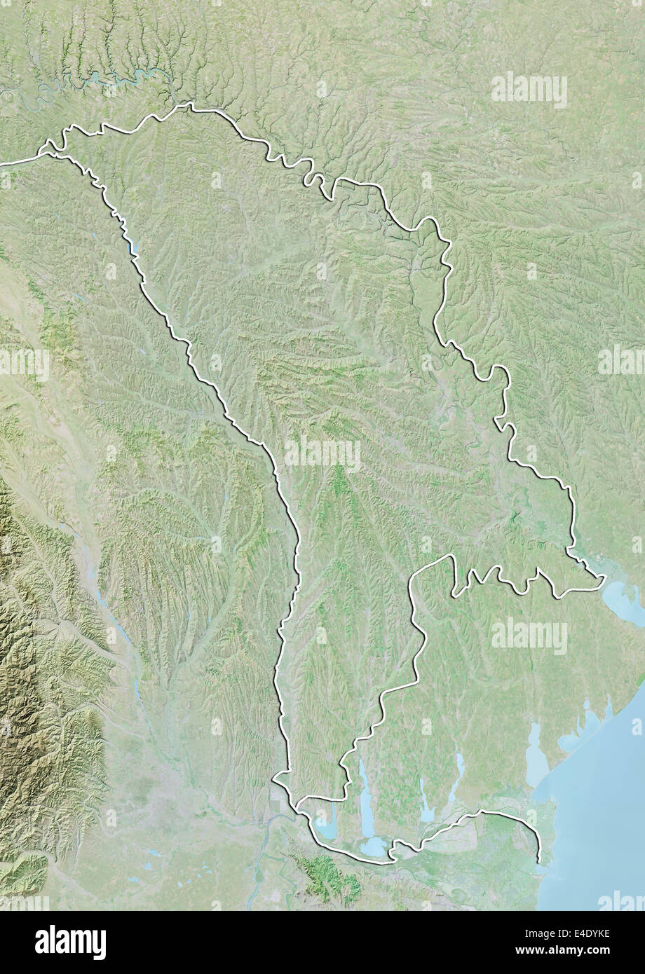 Moldova, Relief Map with Border Stock Photo - Alamy