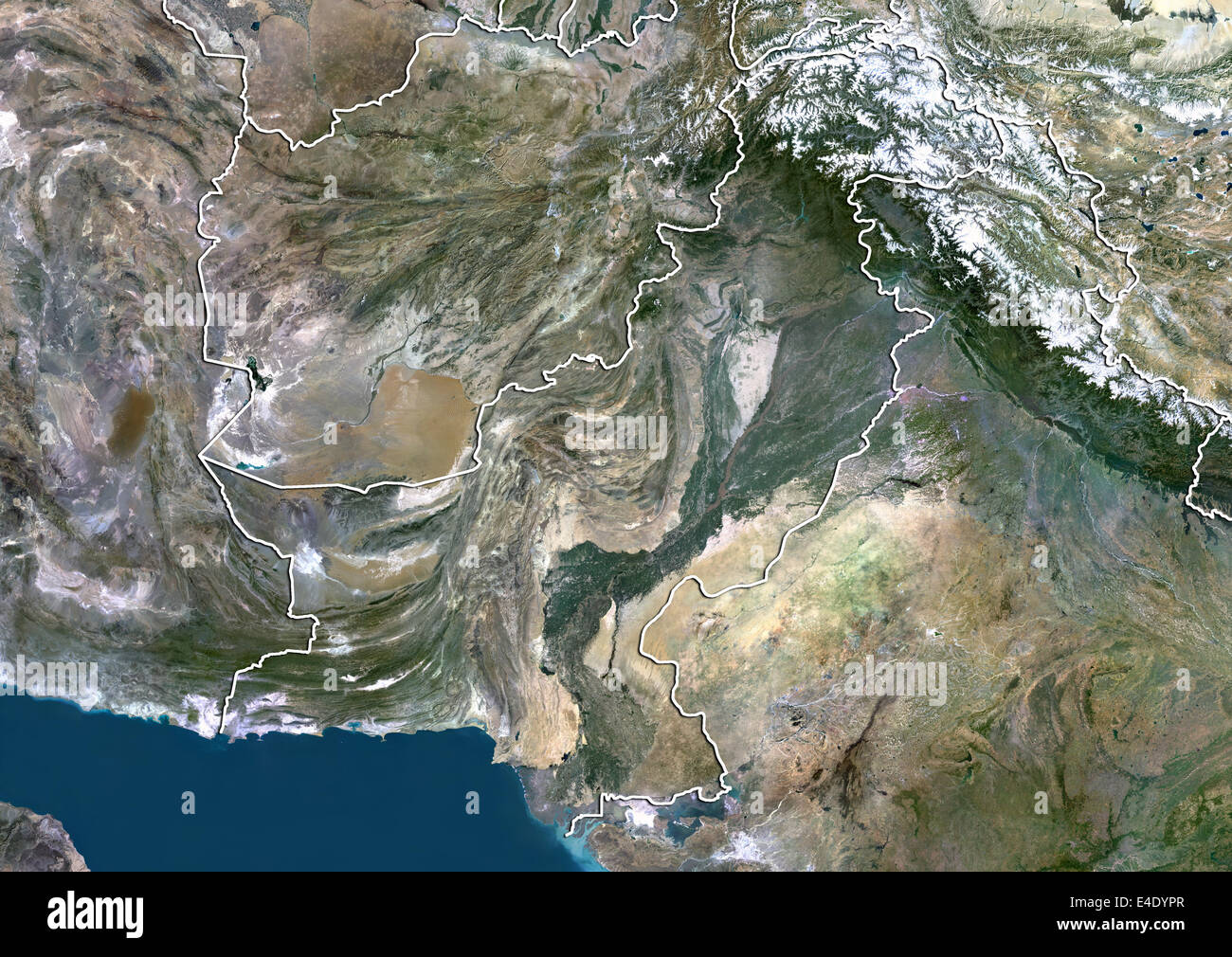 Pakistan, True Colour Satellite Image With Border Stock Photo - Alamy