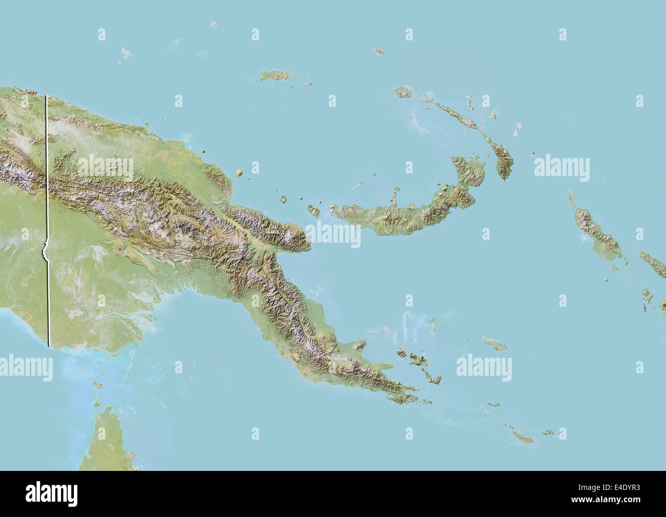 Papua New Guinea, Relief Map With Border Stock Photo - Alamy