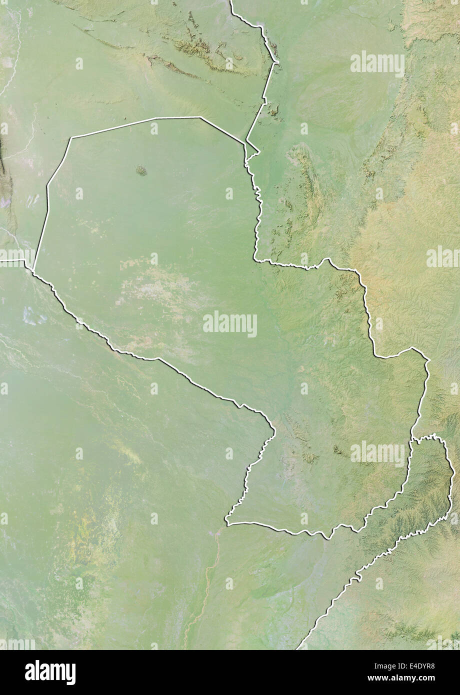 Paraguay, Relief Map With Border Stock Photo - Alamy