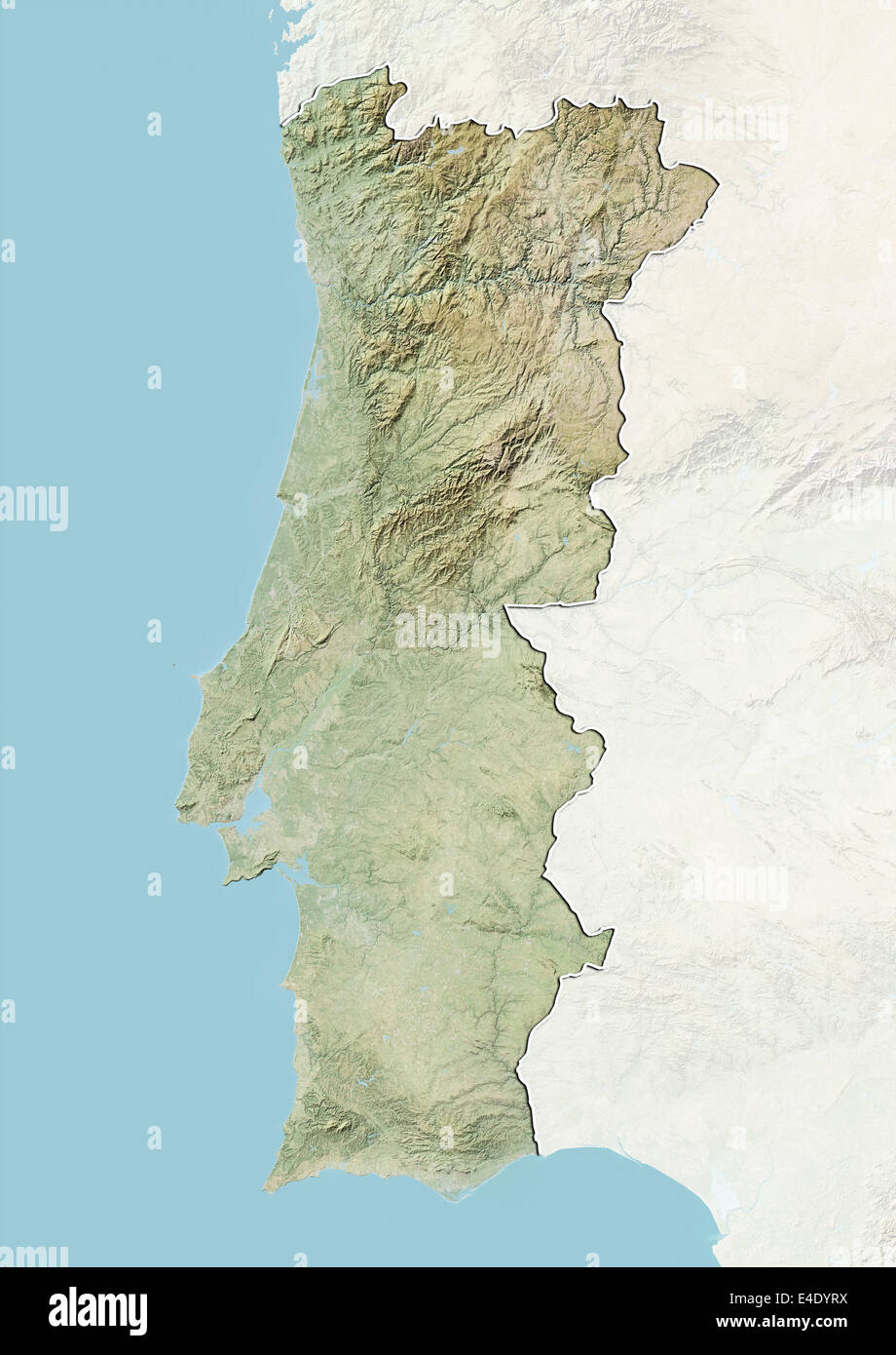 Portugal, Relief Map With Border and Mask Stock Photo - Alamy