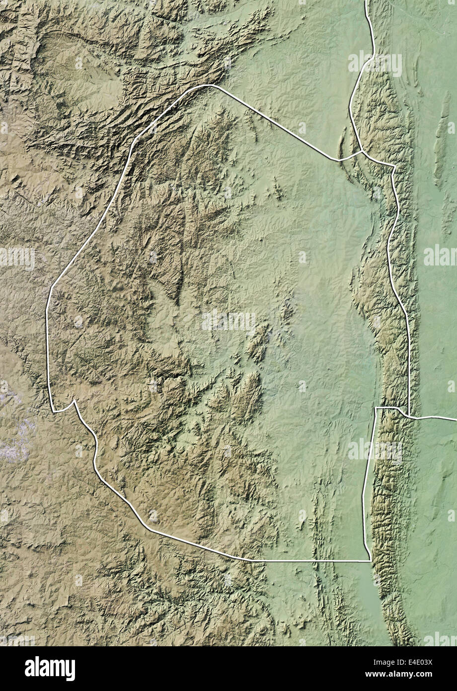 Swaziland, Relief Map with Border Stock Photo - Alamy