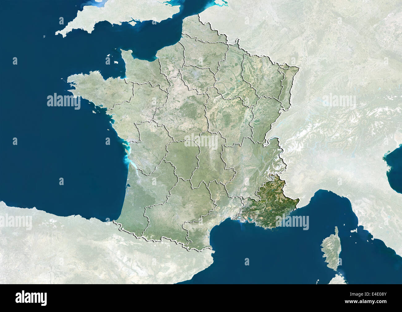 France and the Region of Provence-Alpes-Cote d'Azur, True Colour ...