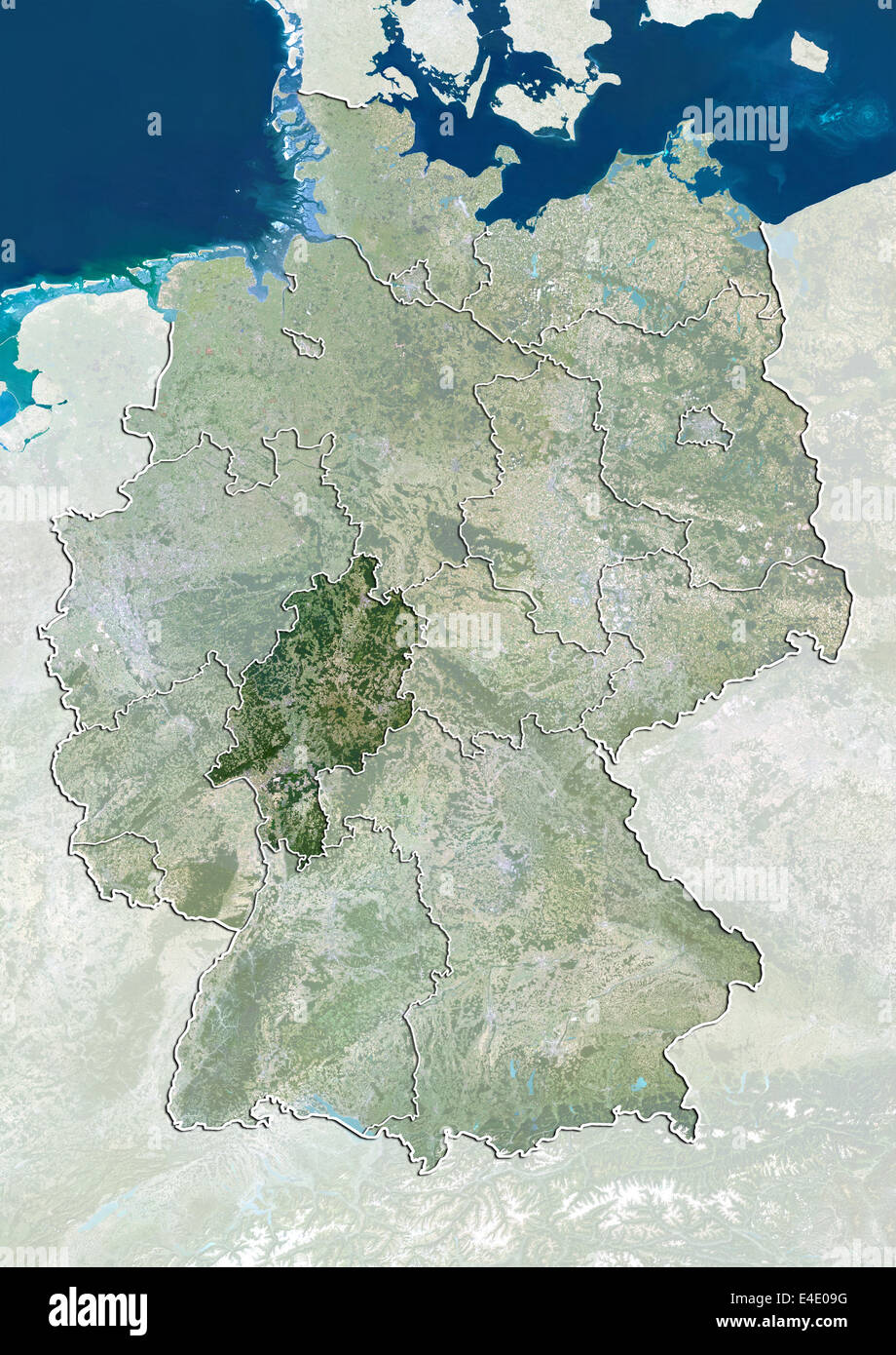 Germany and the State of Hesse, True Colour Satellite Image Stock Photo ...