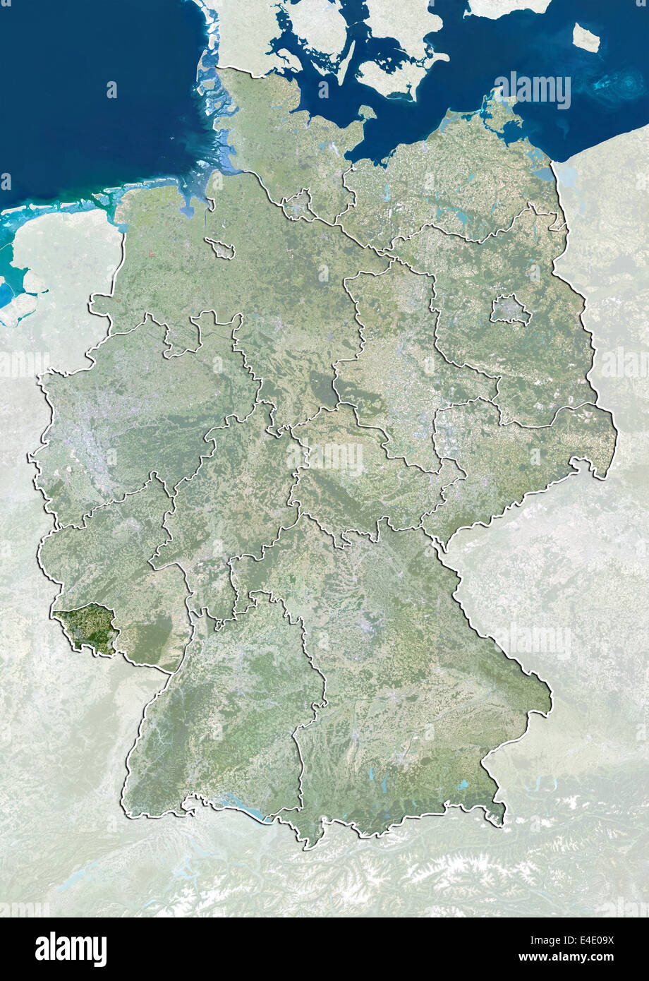 Germany and the State of Saarland, True Colour Satellite Image Stock ...