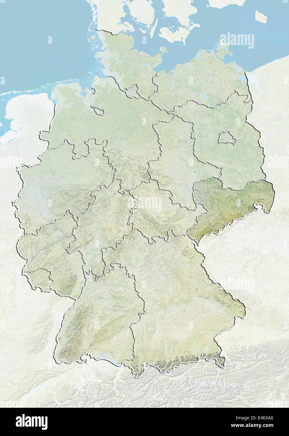 Germany and the State of Saxony, Relief Map Stock Photo - Alamy