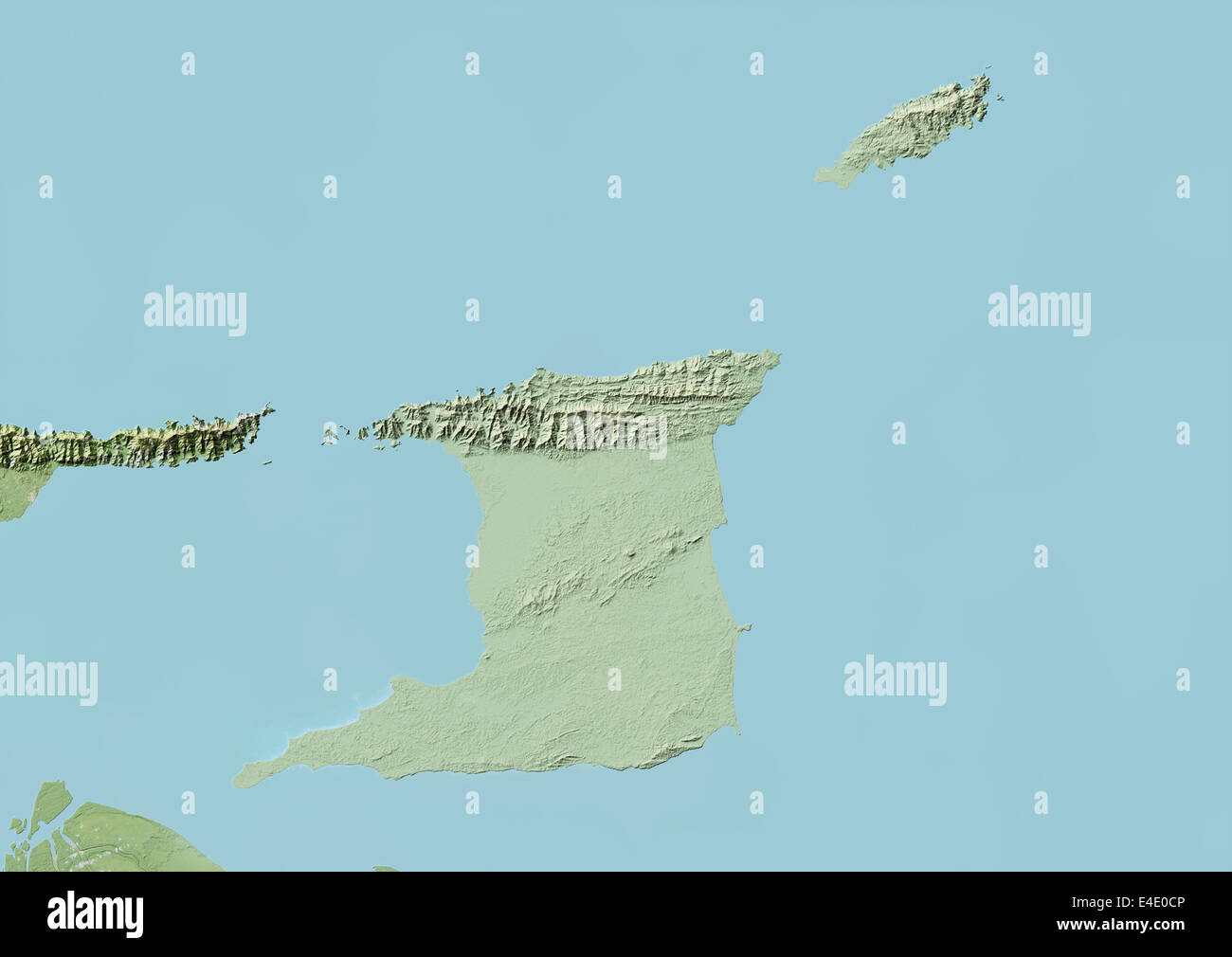 Trinidad and Tobago, Relief Map with Border Stock Photo - Alamy