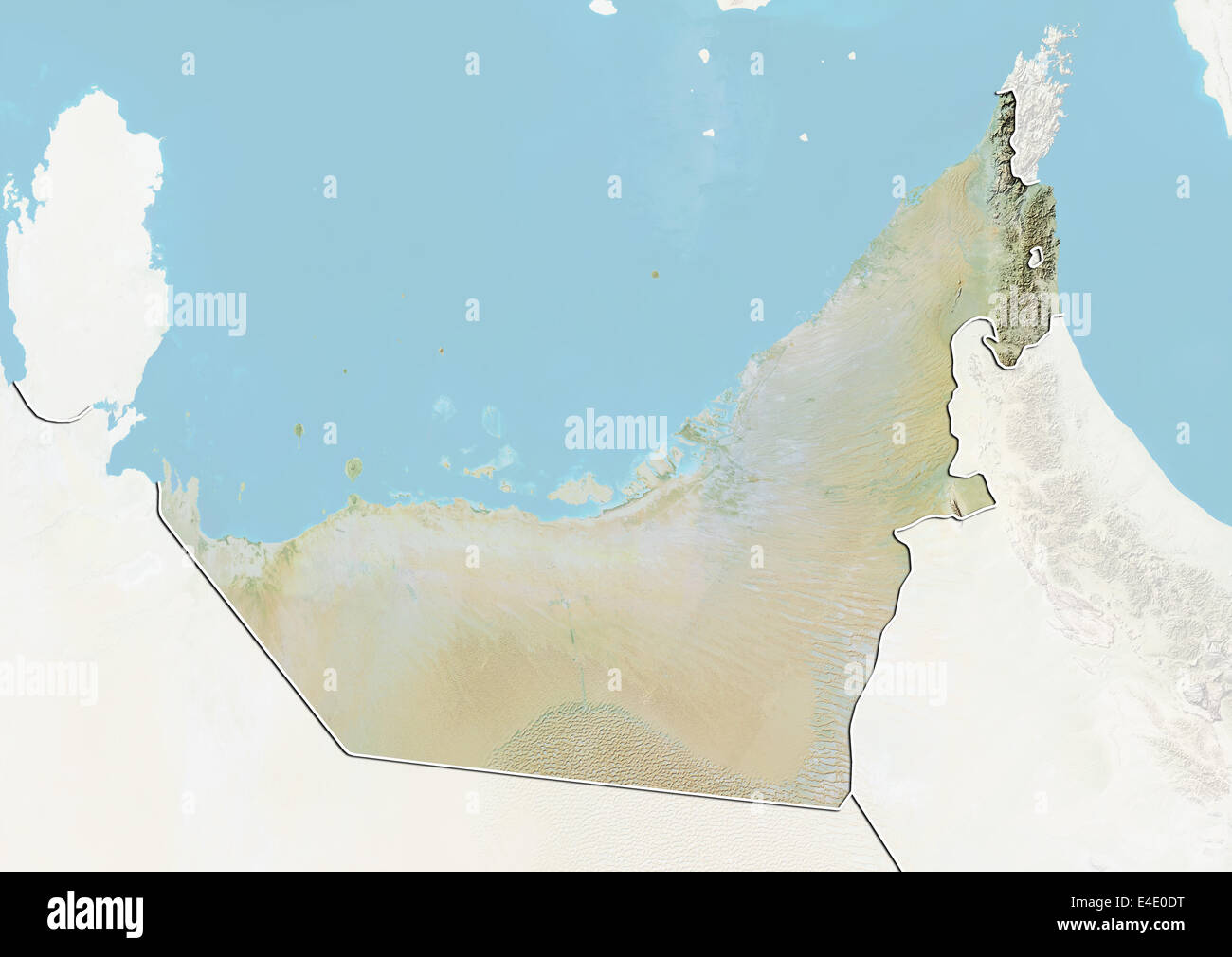 United Arab Emirates, Relief Map with Border and Mask Stock Photo - Alamy