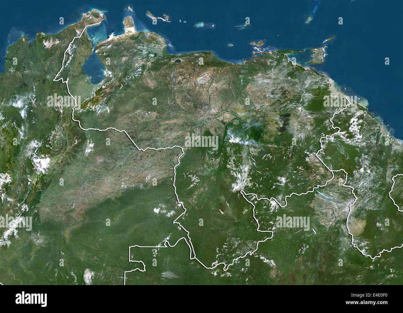 Venezuela, True Colour Satellite Image With Border Stock Photo - Alamy