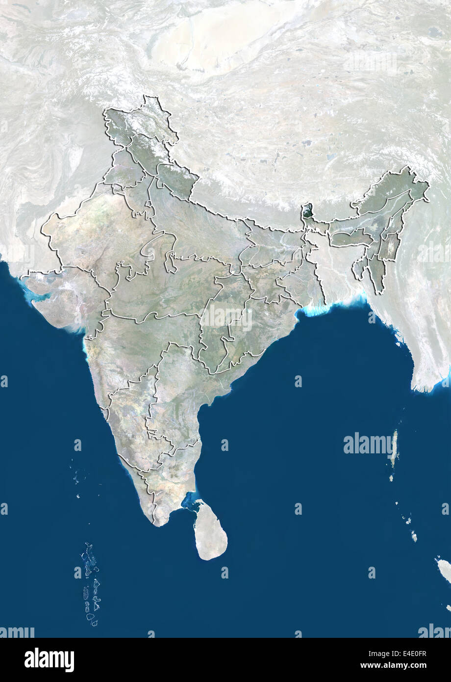 India and the State of Sikkim, True Colour Satellite Image Stock Photo ...