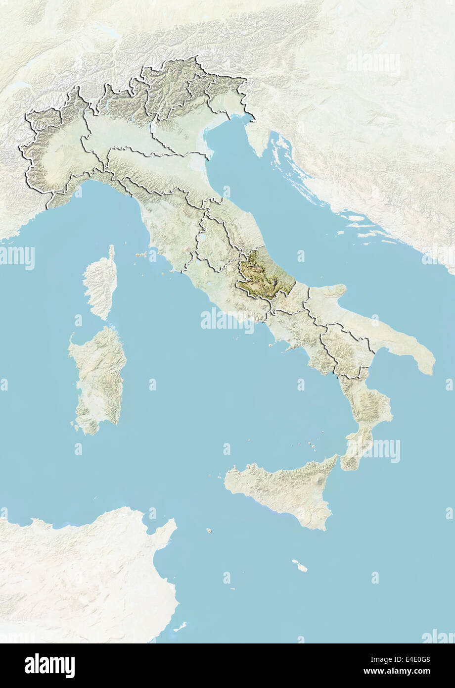 Italy and the Region of Abruzzo, Relief Map Stock Photo - Alamy