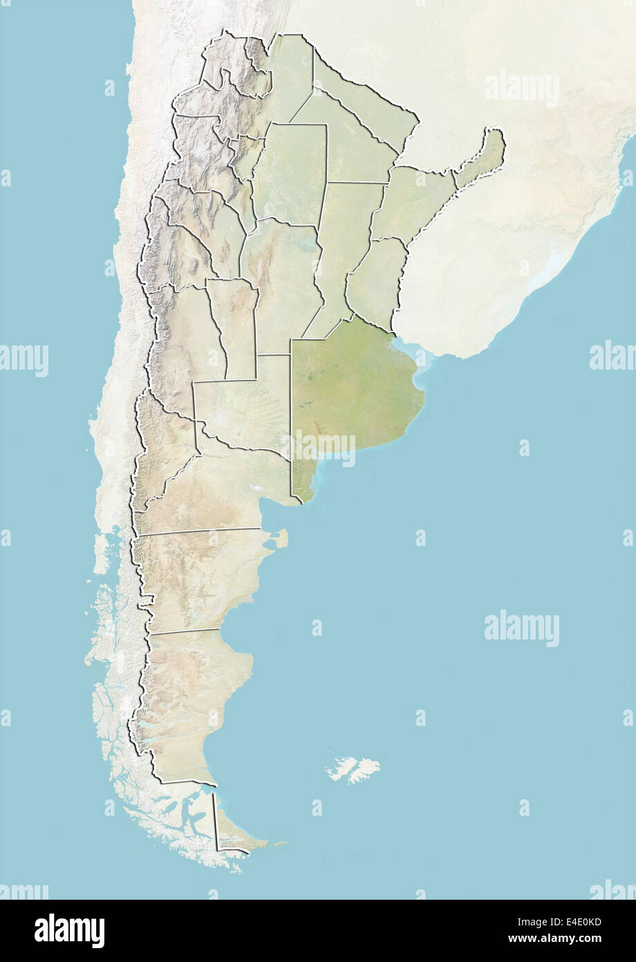 Argentina and the Province of Buenos Aires, Relief Map Stock Photo - Alamy