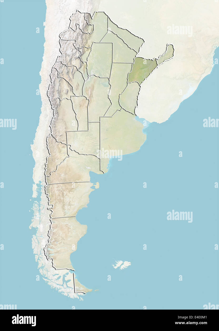 Argentina and the Province of Corrientes, Relief Map Stock Photo - Alamy