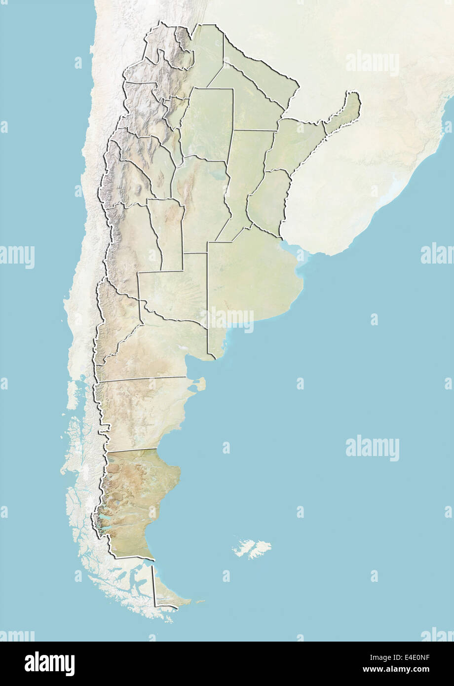 Argentina and the Province of Santa Cruz, Relief Map Stock Photo - Alamy