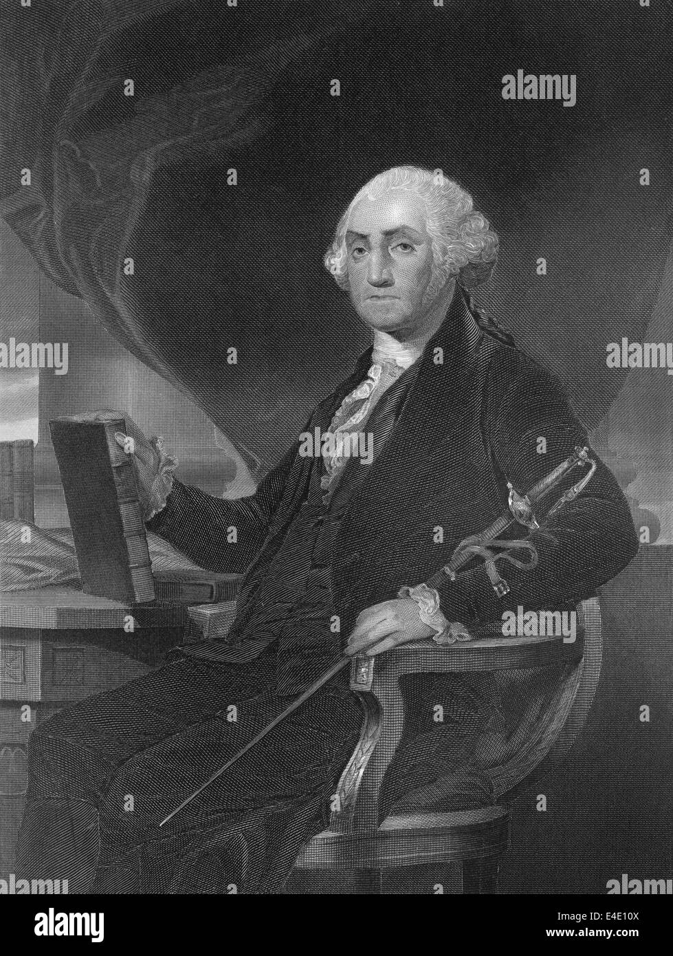 portrait of George Washington, 1732 - 1799, the first president of the ...