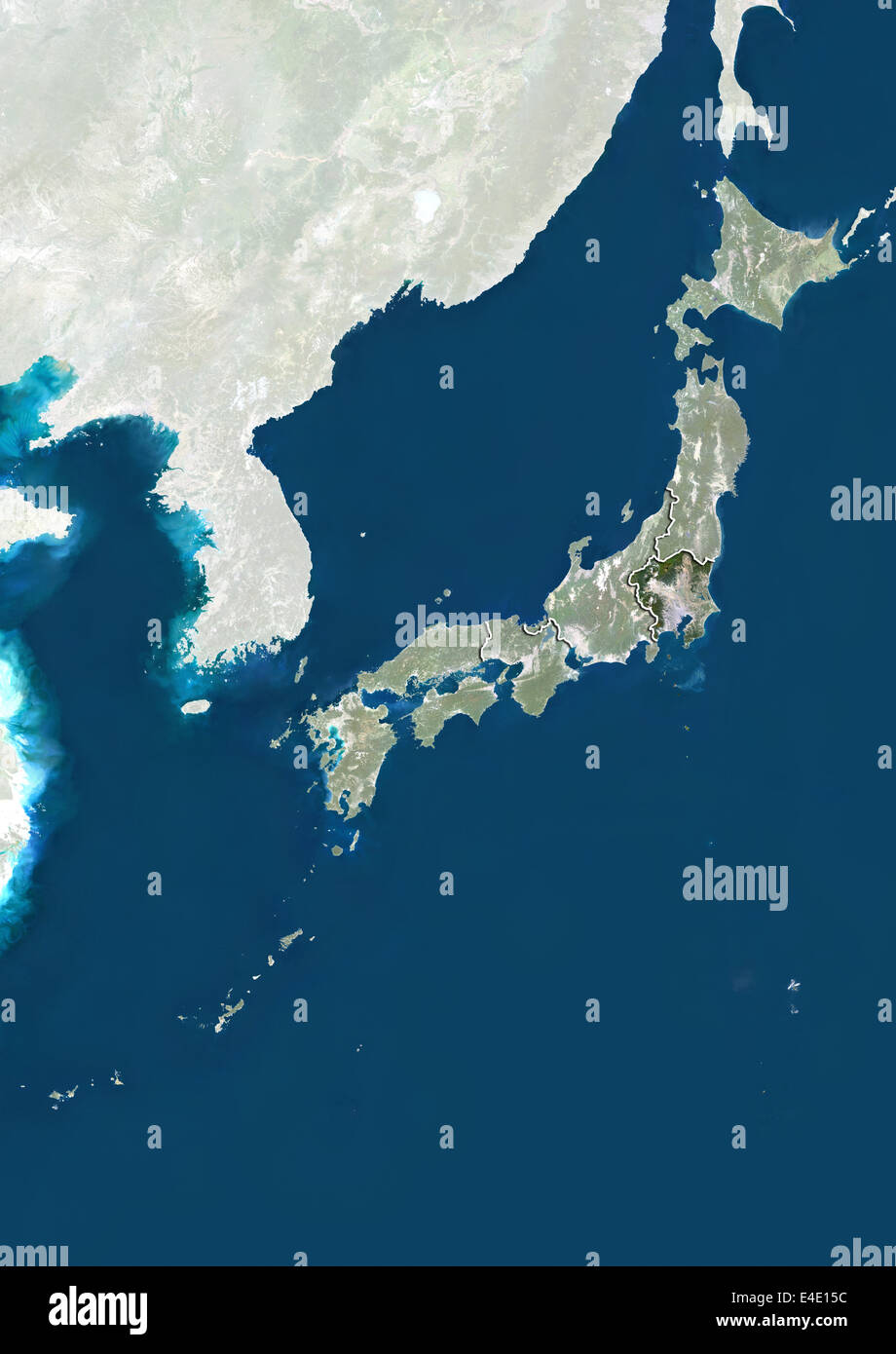 Japan and the Region of Kanto, True Colour Satellite Image Stock Photo ...