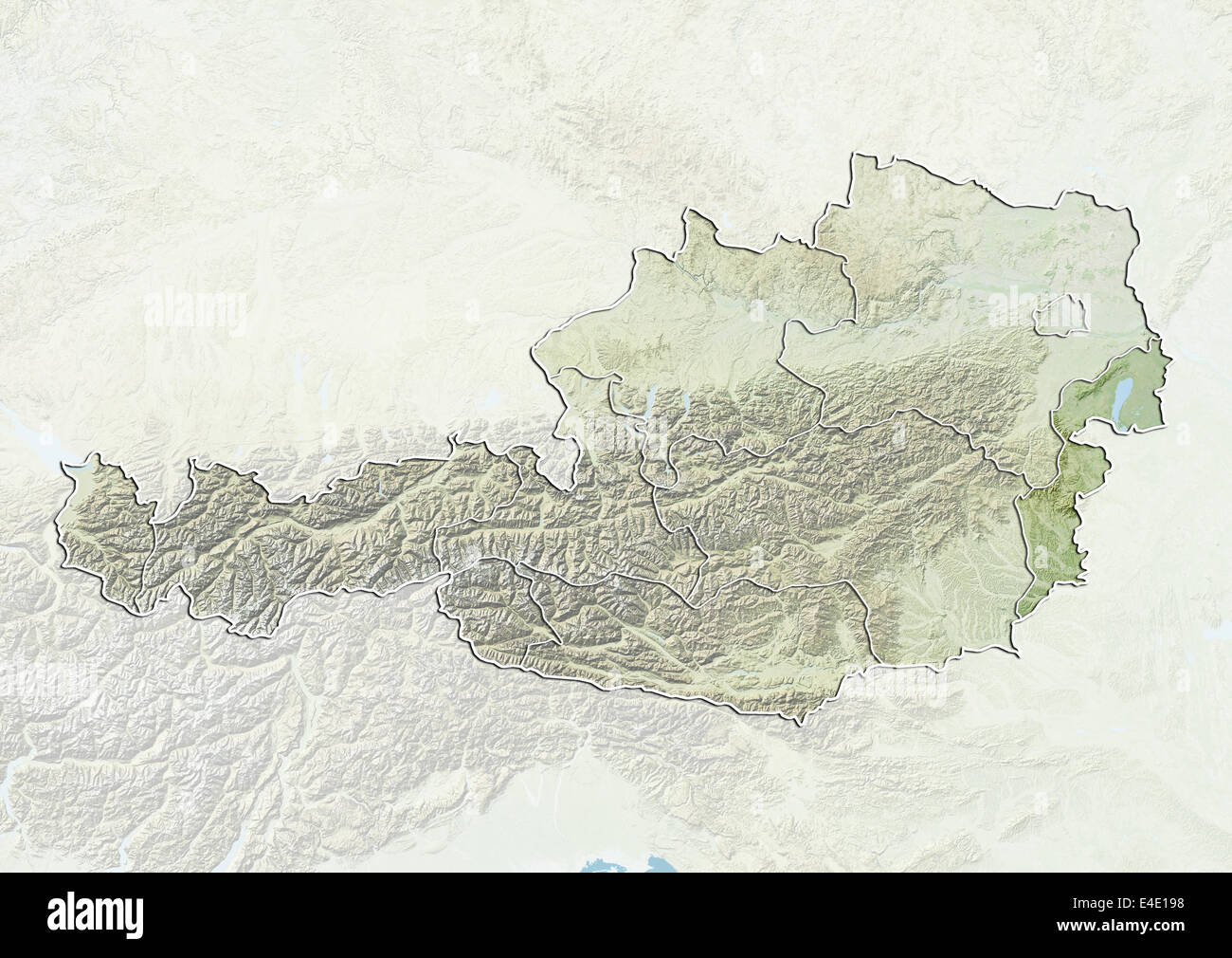 Austria and the State of Burgenland, Relief Map Stock Photo - Alamy