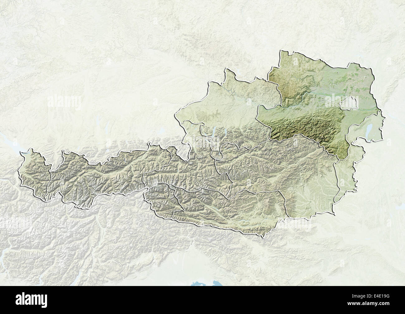 Austria and the State of Lower Austria, Relief Map Stock Photo - Alamy
