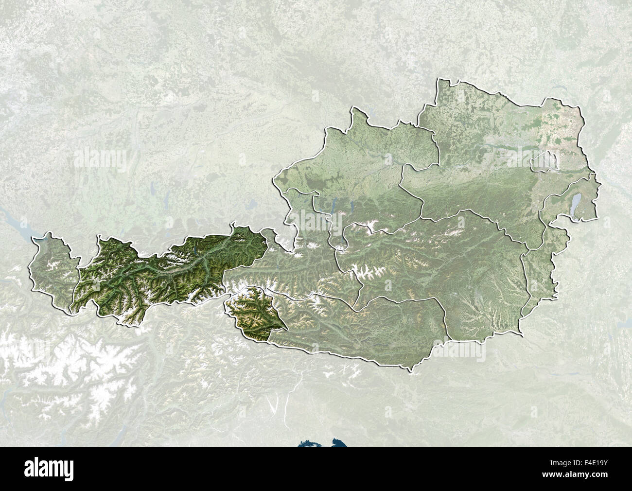 Austria and the State of Tyrol, True Colour Satellite Image Stock Photo ...