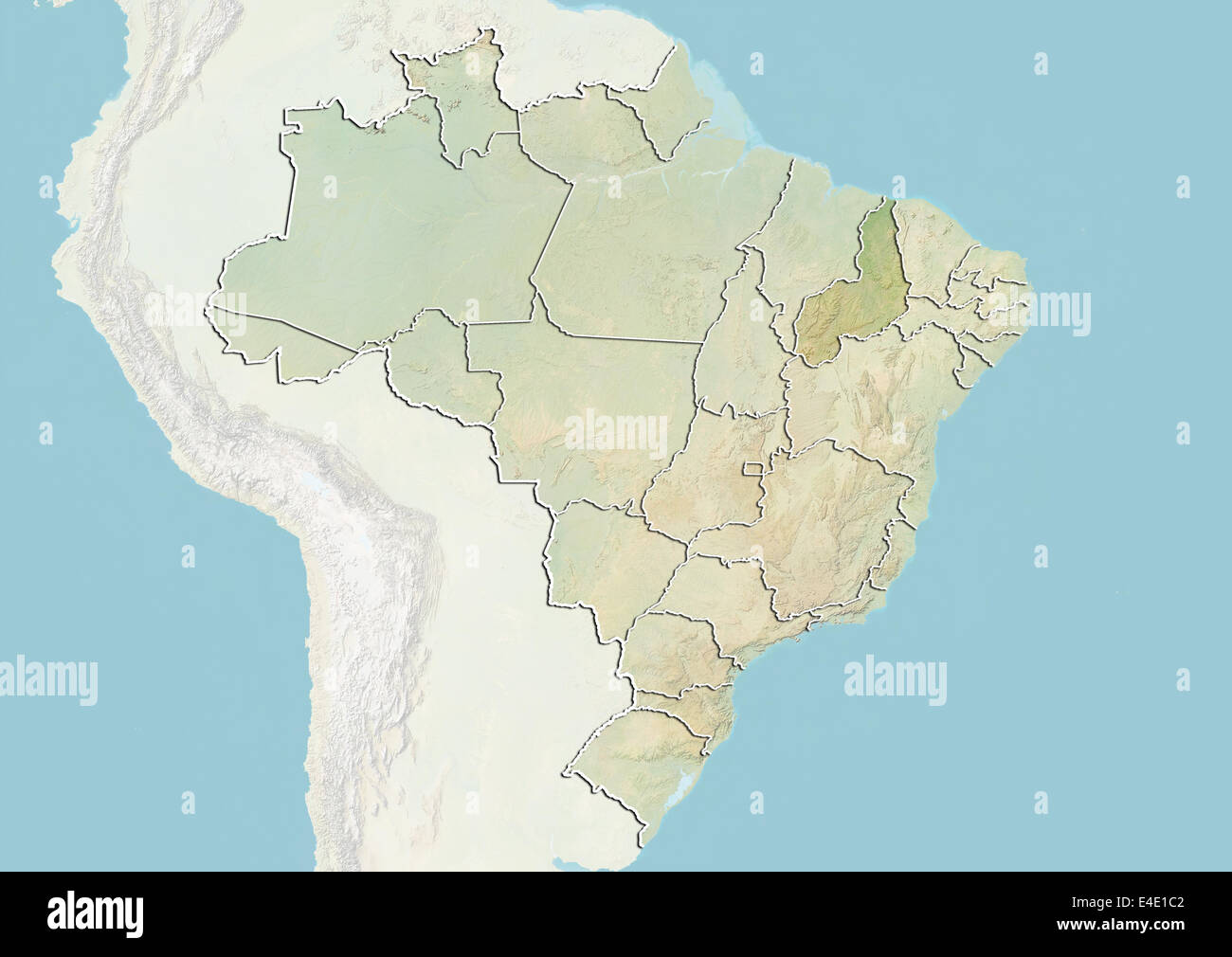 Brazil and the State of Piaui, Relief Map Stock Photo - Alamy