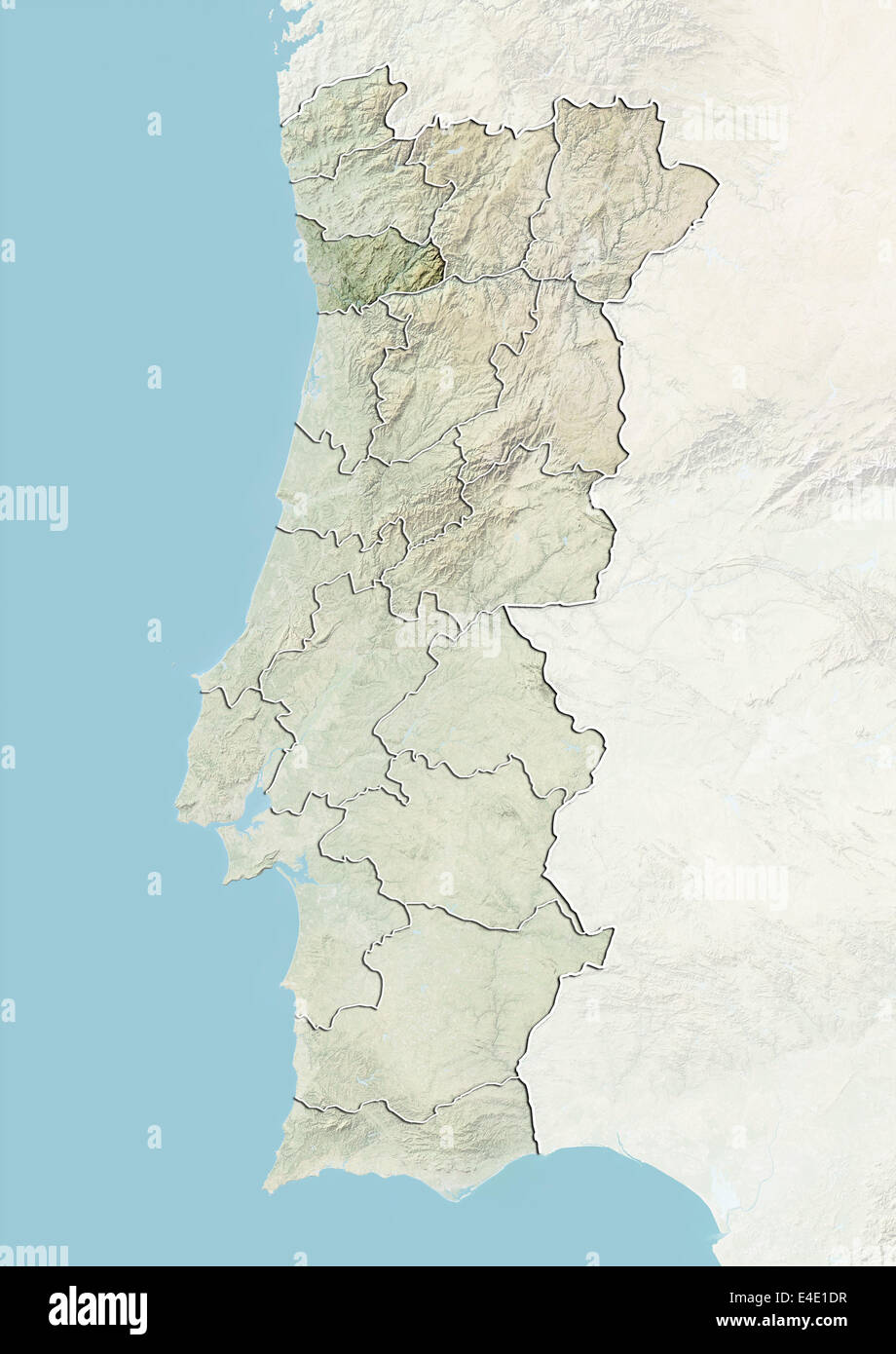 Portugal and the District of Porto, Relief Map Stock Photo - Alamy