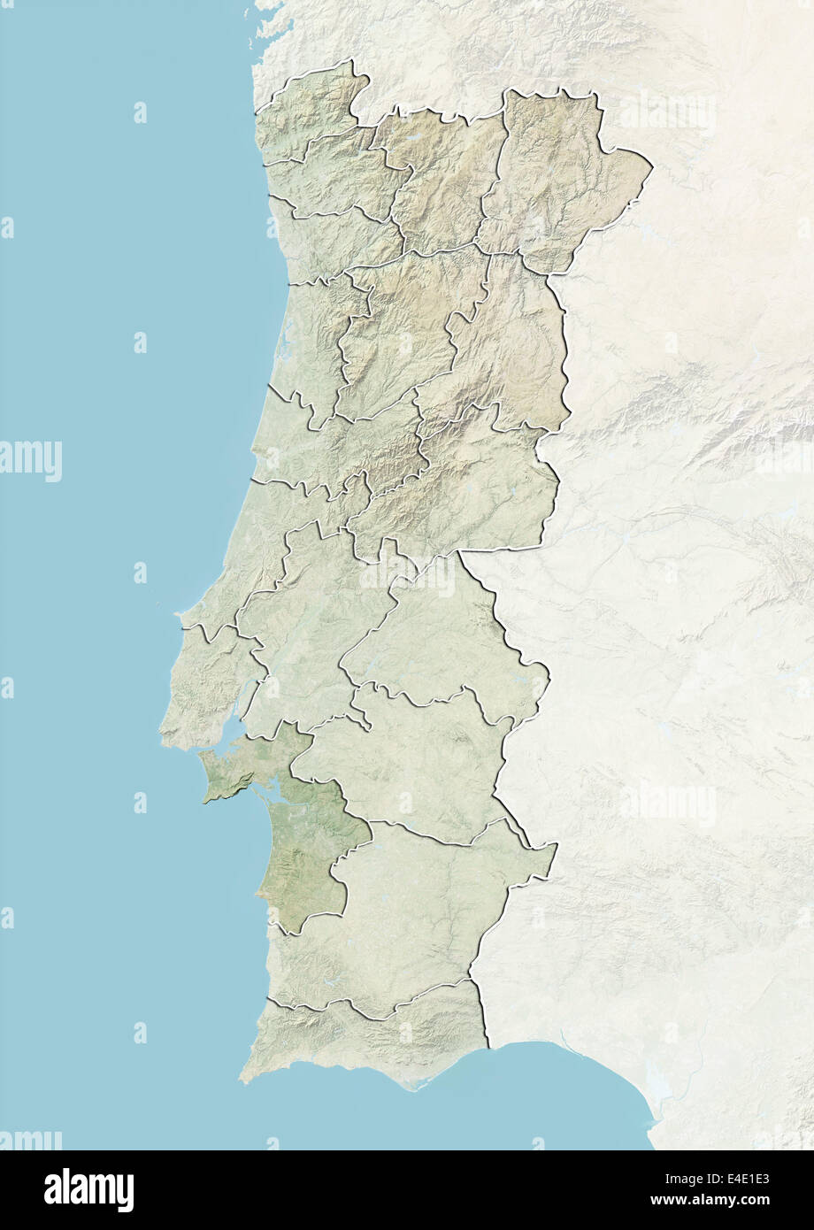 Portugal and the District of Setubal, Relief Map Stock Photo - Alamy
