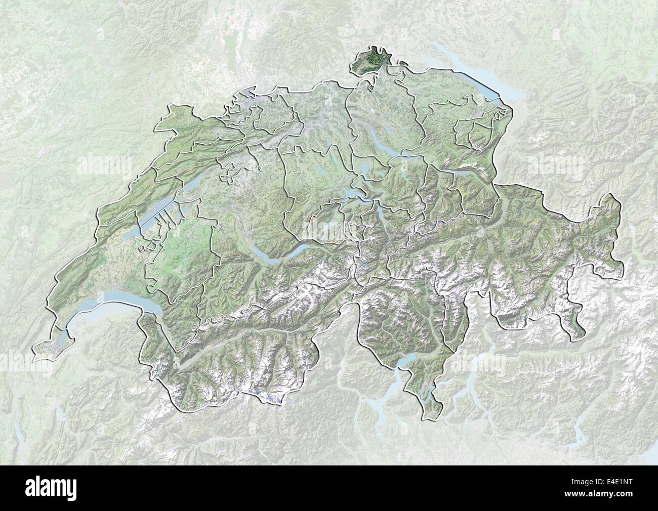 Switzerland and the Canton of Schaffhausen, Satellite Image With Bump ...