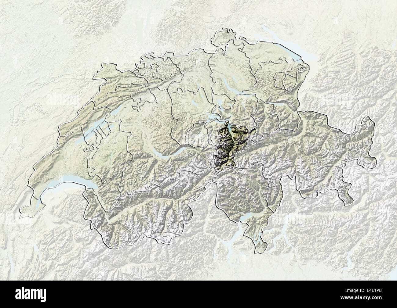 Switzerland and the Canton of Uri, Relief Map Stock Photo - Alamy