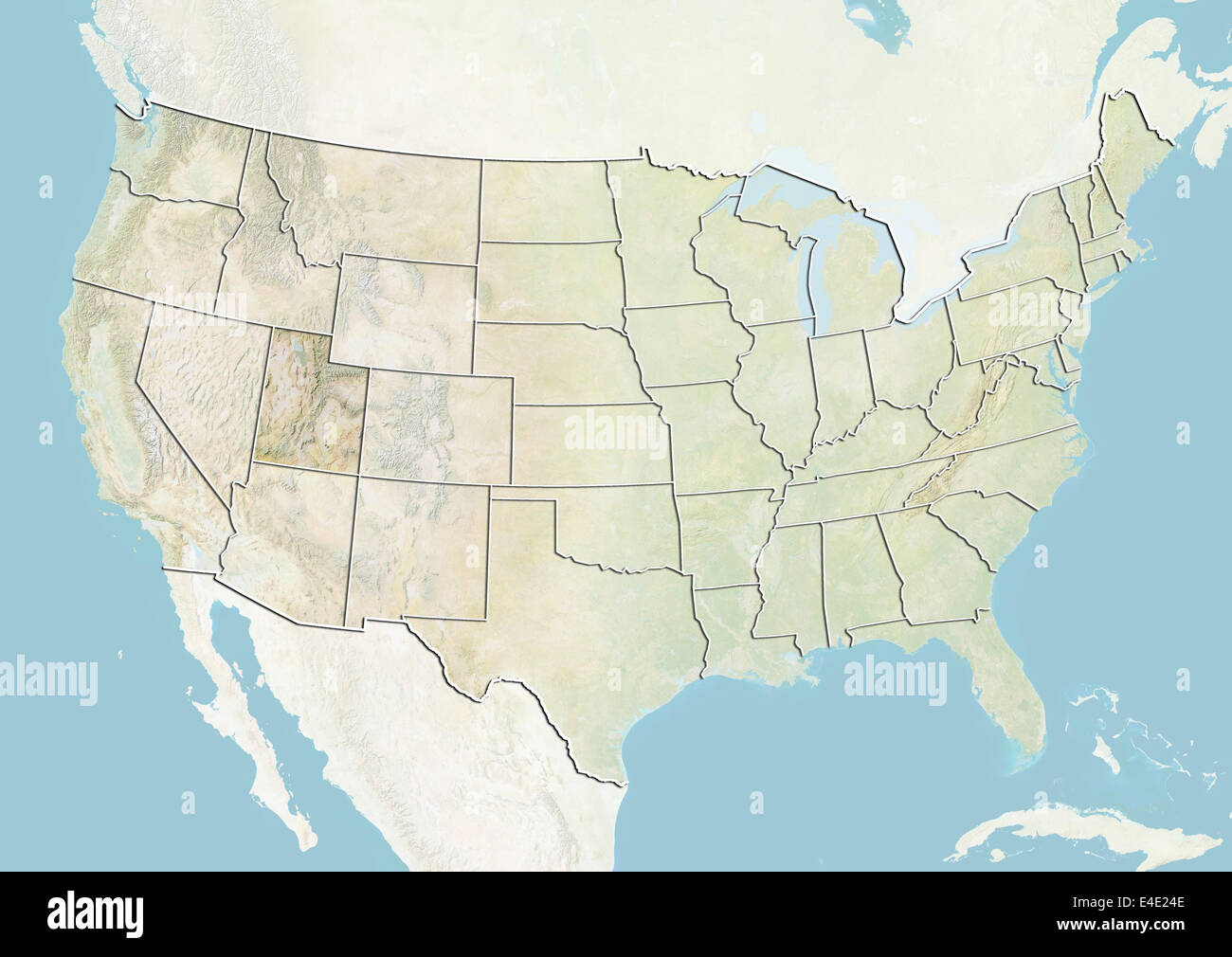 United States and the State of Utah, Relief Map Stock Photo - Alamy