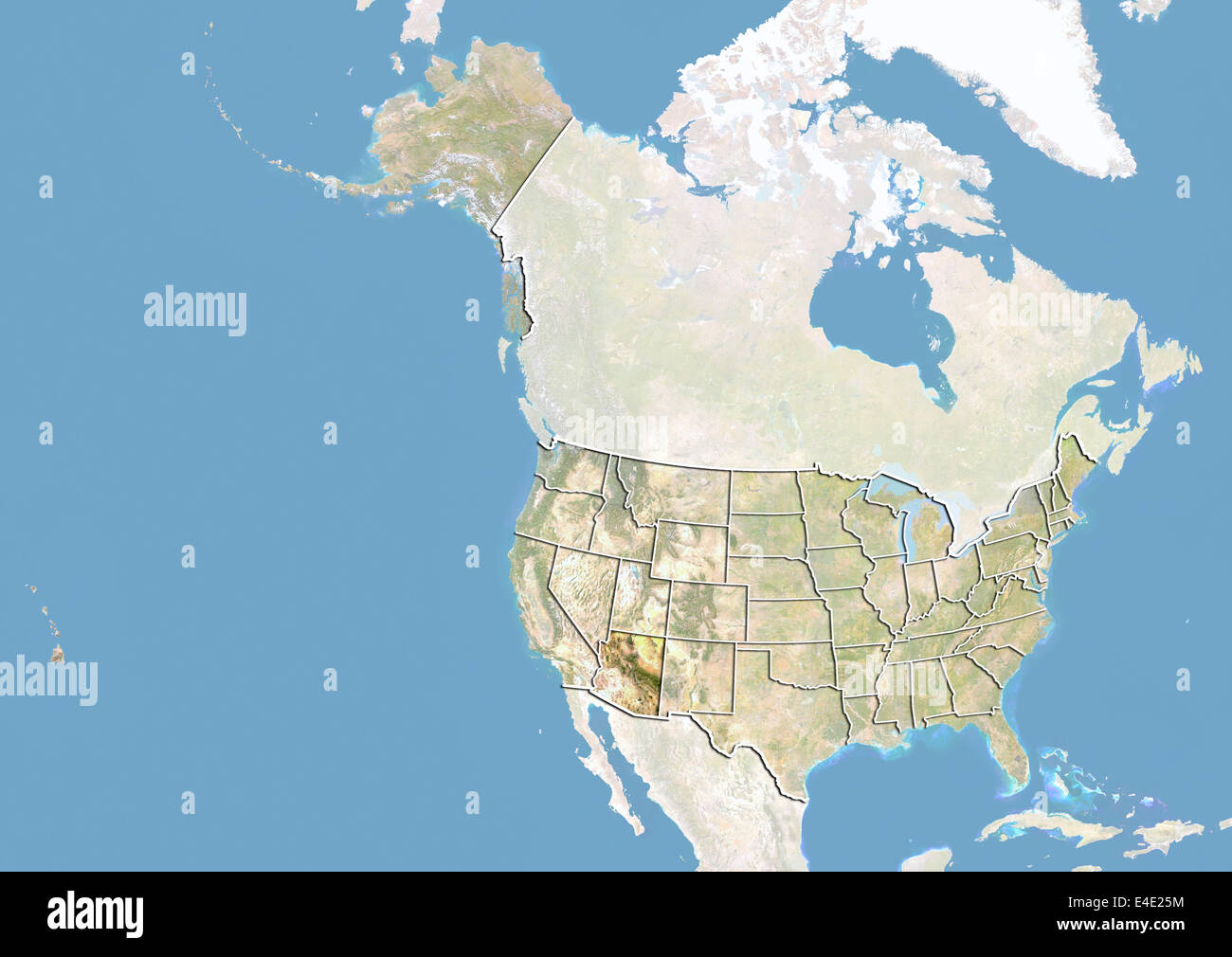 United States and the State of Arizona, Satellite Image With Bump ...