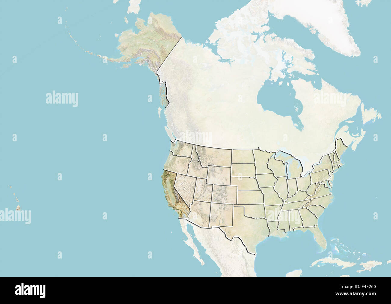 United States and the State of California, Relief Map Stock Photo - Alamy