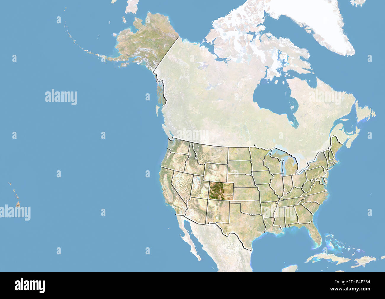 United States and the State of Colorado, Satellite Image With Bump ...