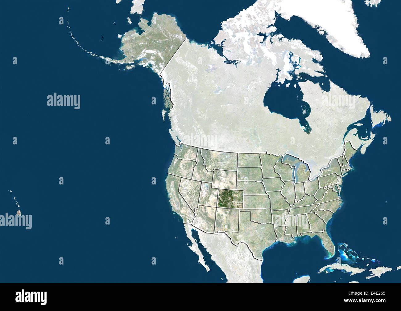 United States and the State of Colorado, True Colour Satellite Image ...
