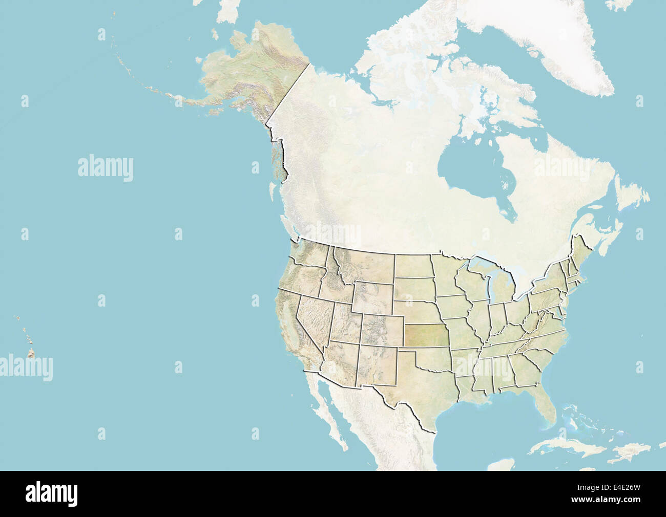 United States and the State of Kansas, Relief Map Stock Photo - Alamy