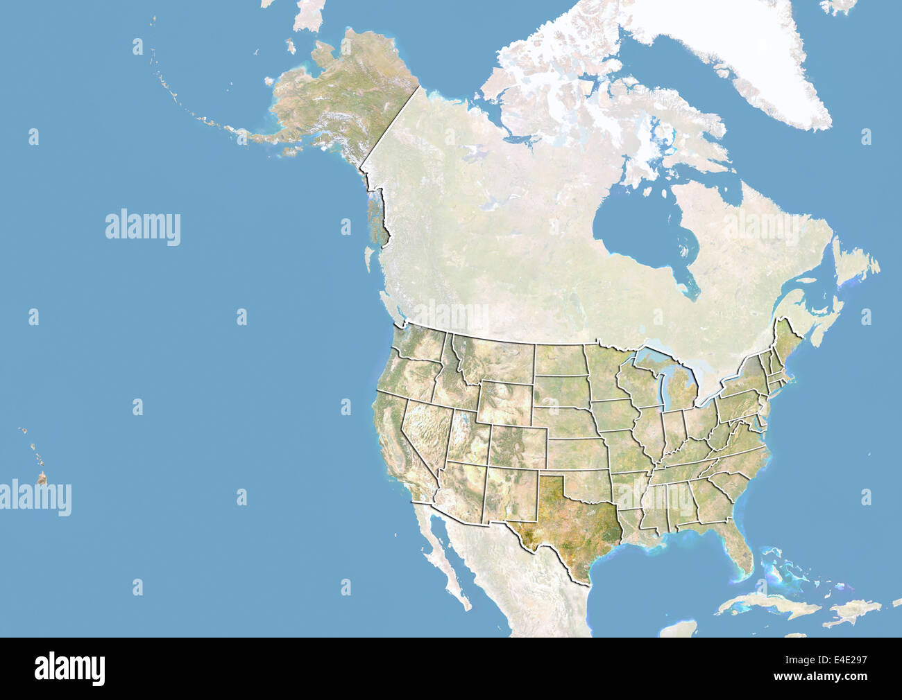 United States and the State of Texas, Satellite Image With Bump Effect ...