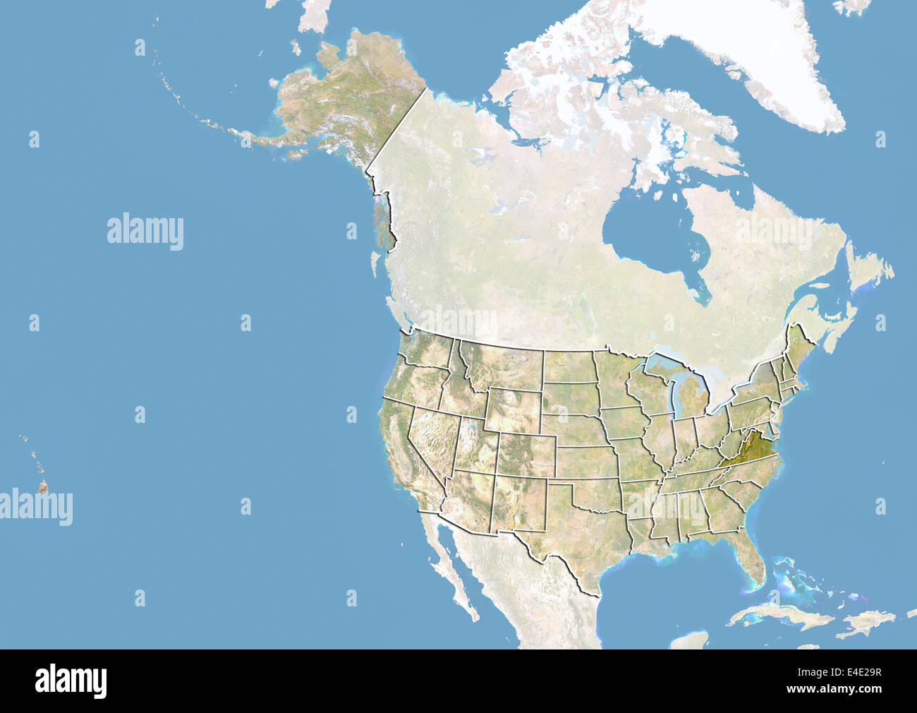 United States and the State of Virginia, Satellite Image With Bump ...