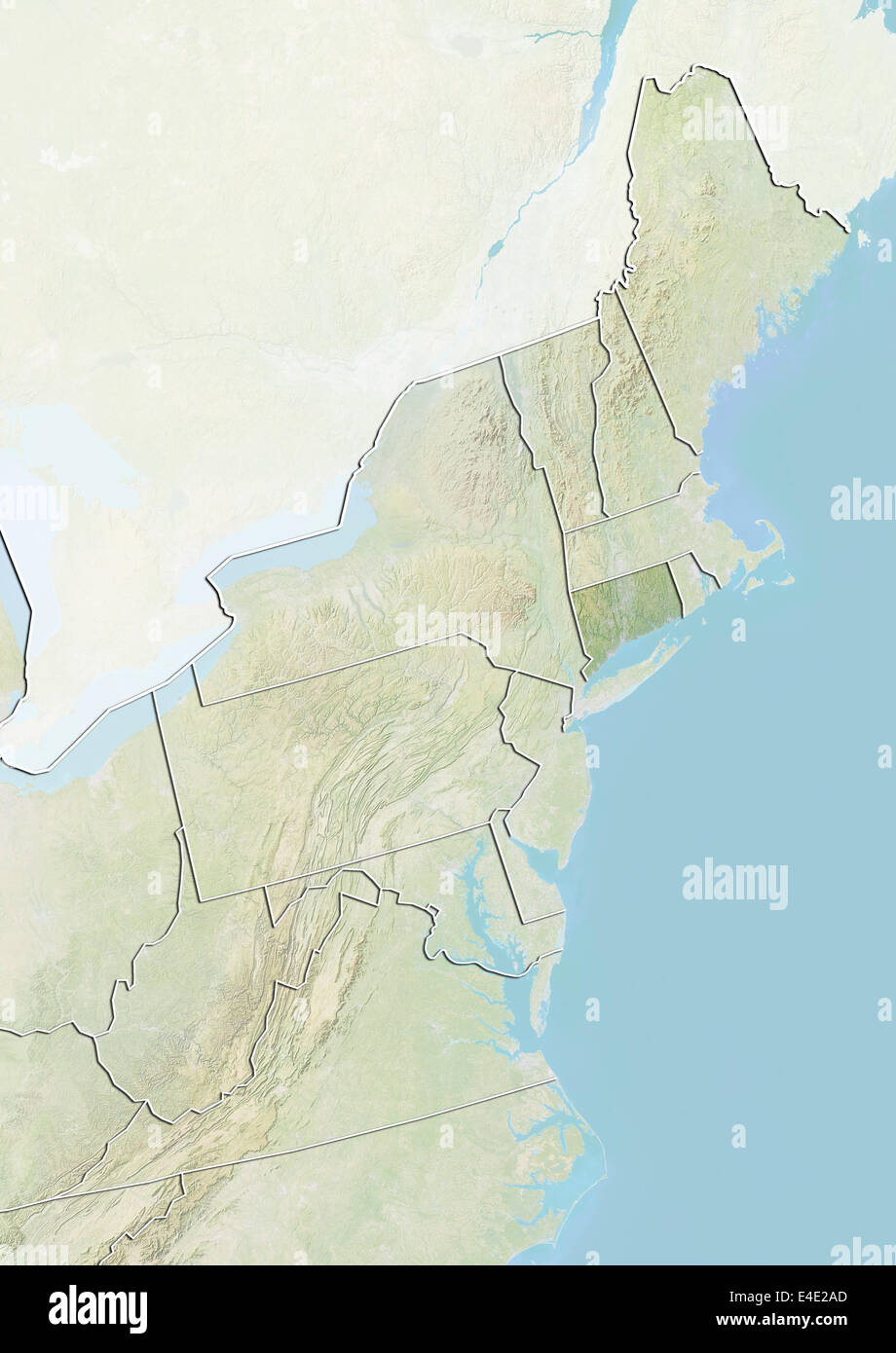 State of Connecticut and Northeastern United States, Relief Map Stock ...