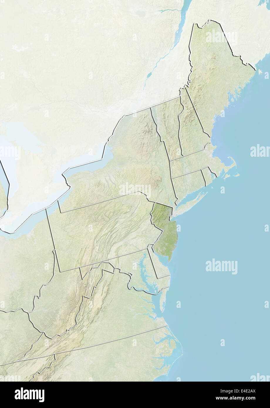 State of New Jersey and Northeastern United States, Relief Map Stock ...