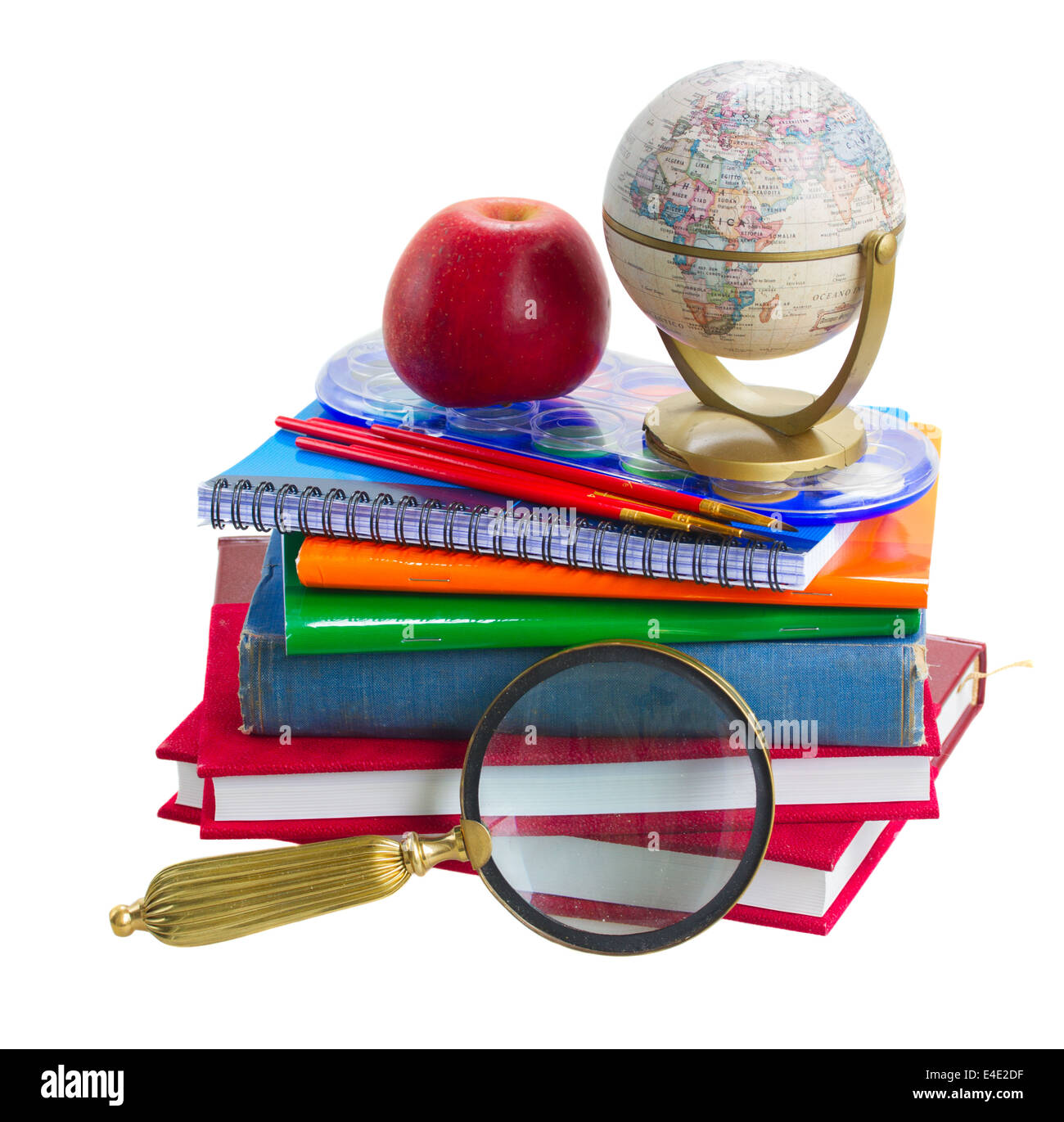 books with school supply and globe Stock Photo - Alamy