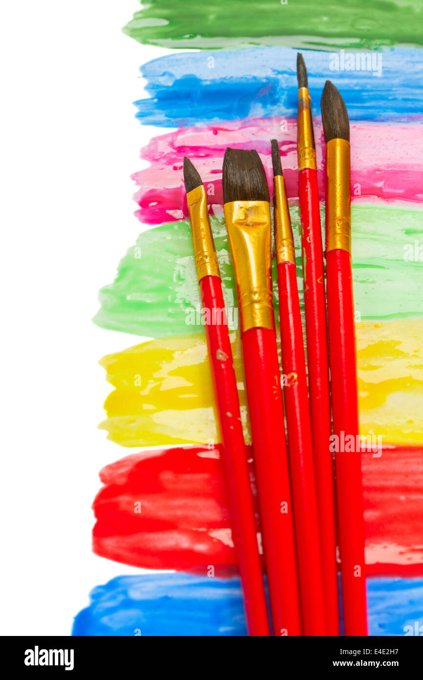 brushes on paint spots Stock Photo - Alamy