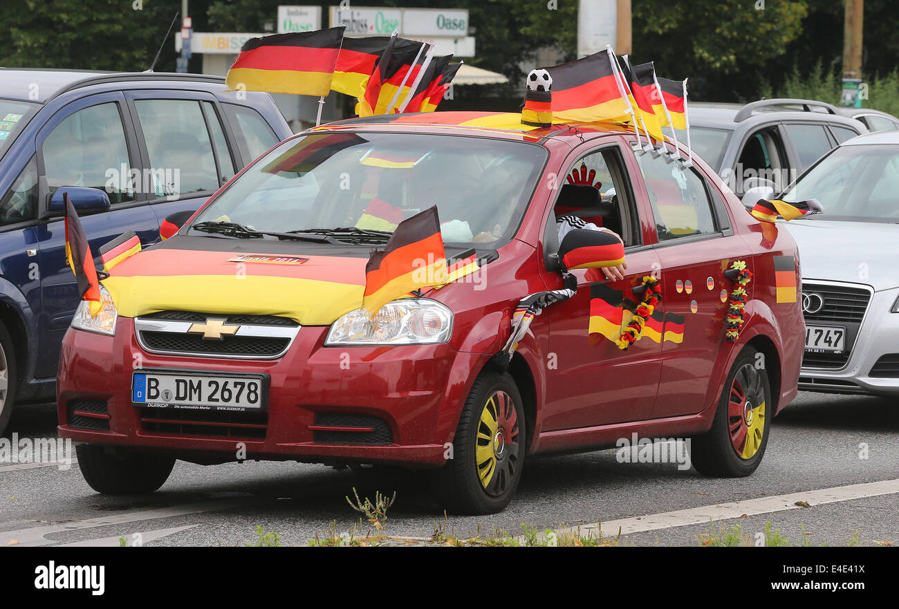 A fan of the German national soccer team decorated his car with German ...