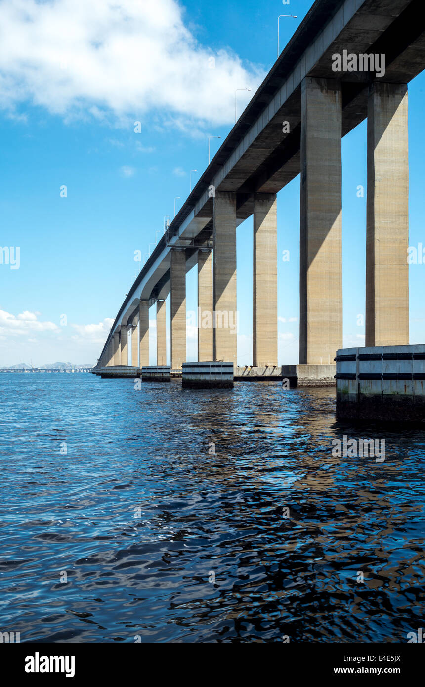 Brazil, Rio De Janeiro, the Niteroi bridge in the Guanabara bay Stock ...